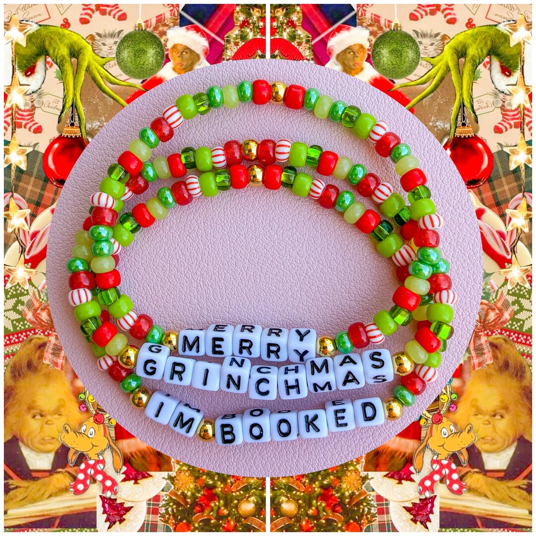 Grinch Beaded Bracelets - Merry Grinchmas - Set of 3 - Etsy