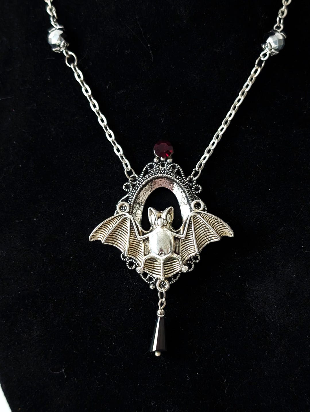Art Nouveau Bat Necklace, Silver Bat, Silver Filigree, Victorian ...