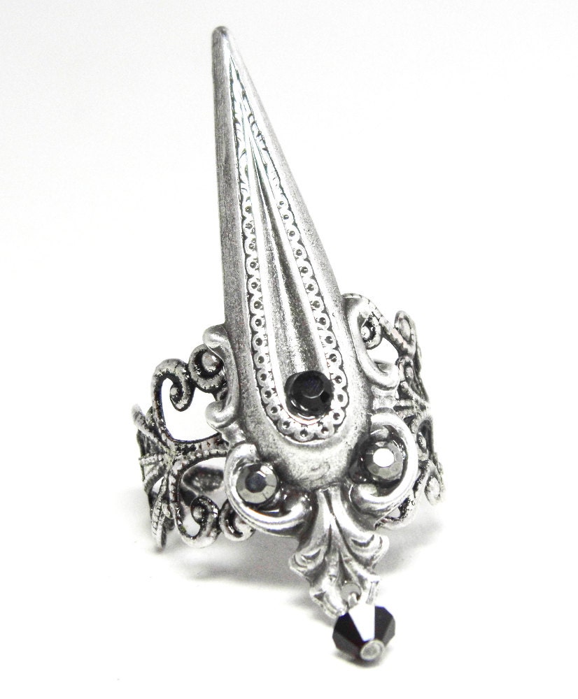 Gothic Silver Spike Ring Adjustable Ring Silver Filigree - Etsy UK