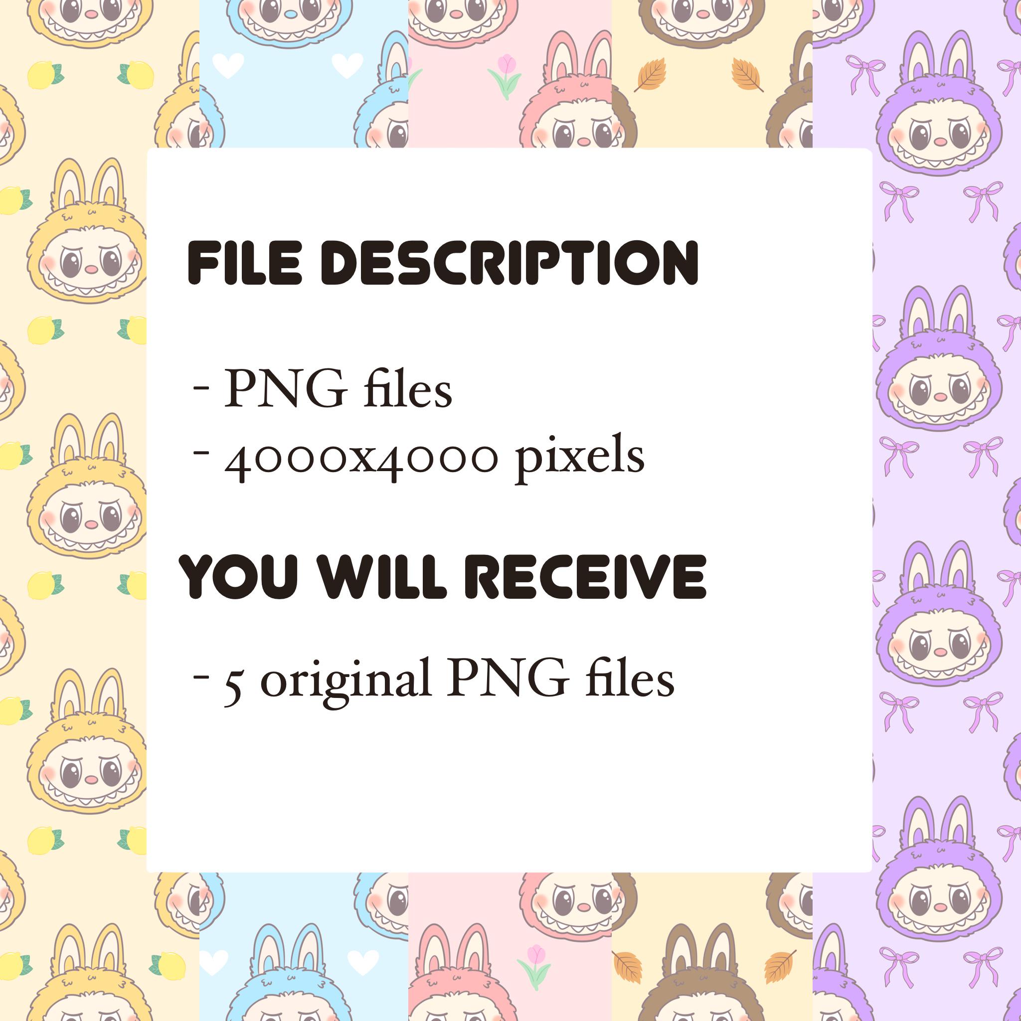 Cute Labubu Seamless Pattern Pack PNG | Seamless Kawaii Cartoon ...