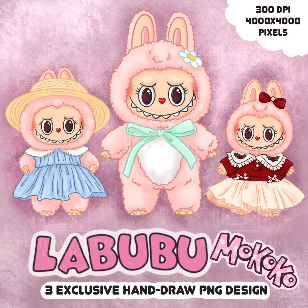 Labubu Mokoko Clipart | Labubu PNG | Commercial Use | Sublimation ...