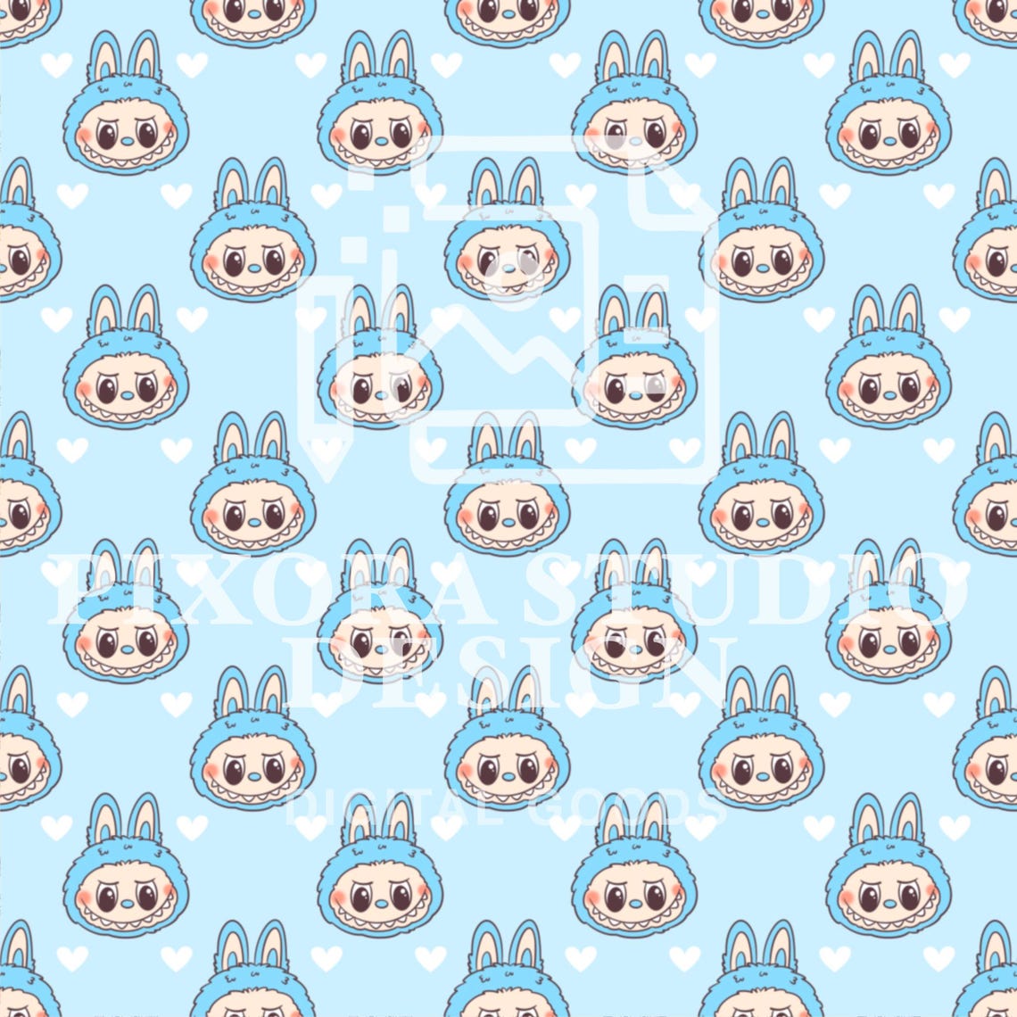 Cute Labubu Seamless Pattern Pack PNG | Seamless Kawaii Cartoon ...