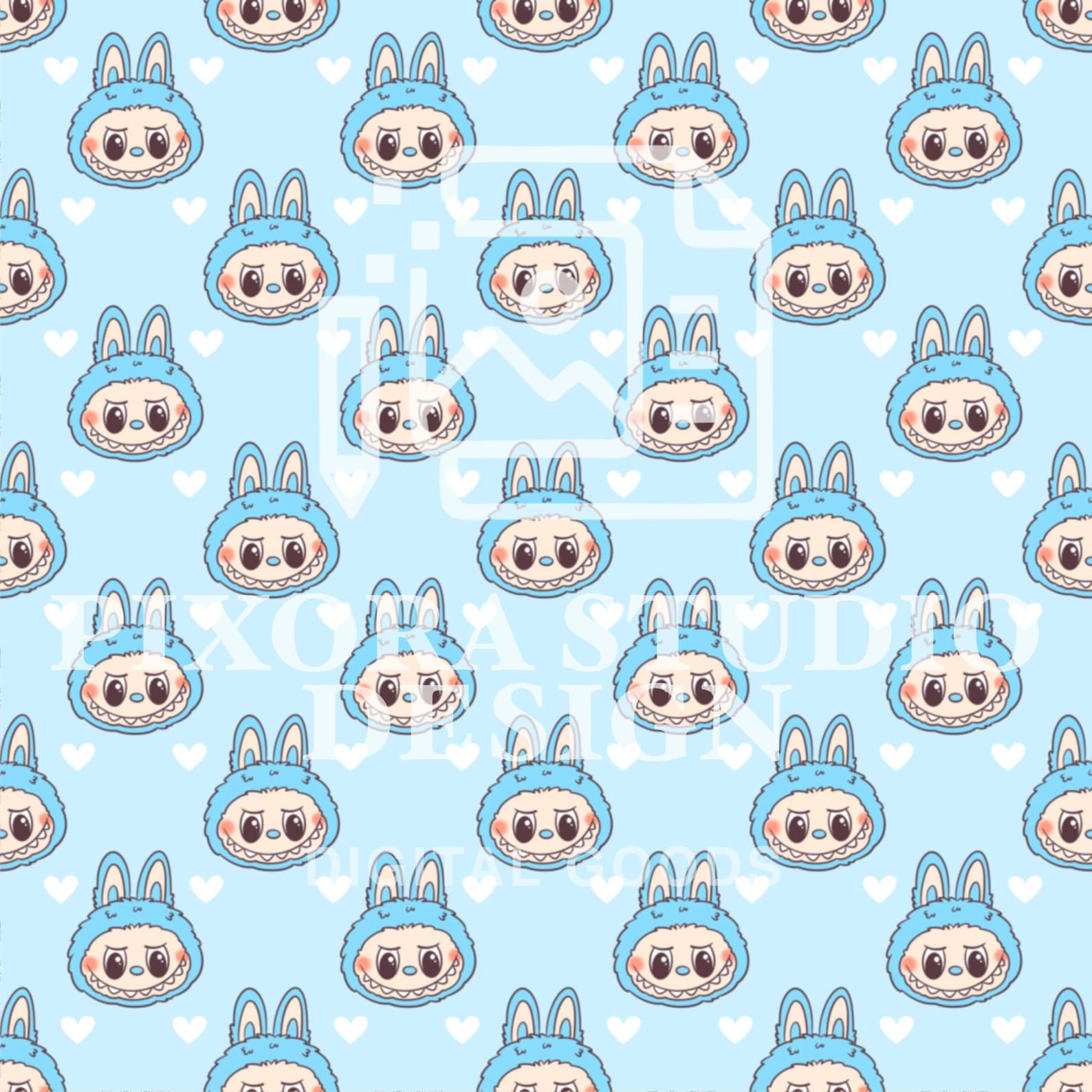 Cute Labubu Seamless Pattern Pack PNG | Seamless Kawaii Cartoon ...