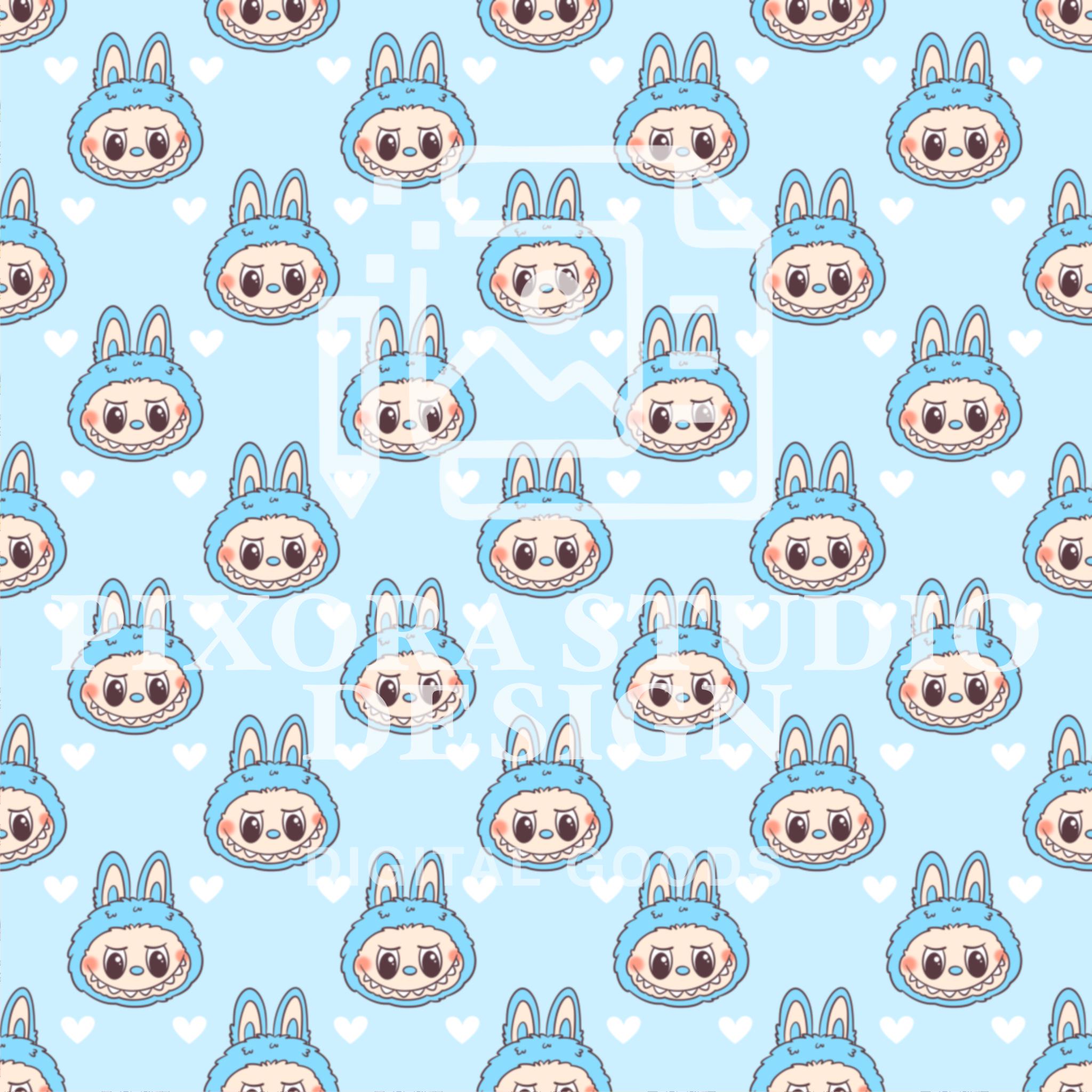 Cute Labubu Seamless Pattern Pack PNG | Seamless Kawaii Cartoon ...