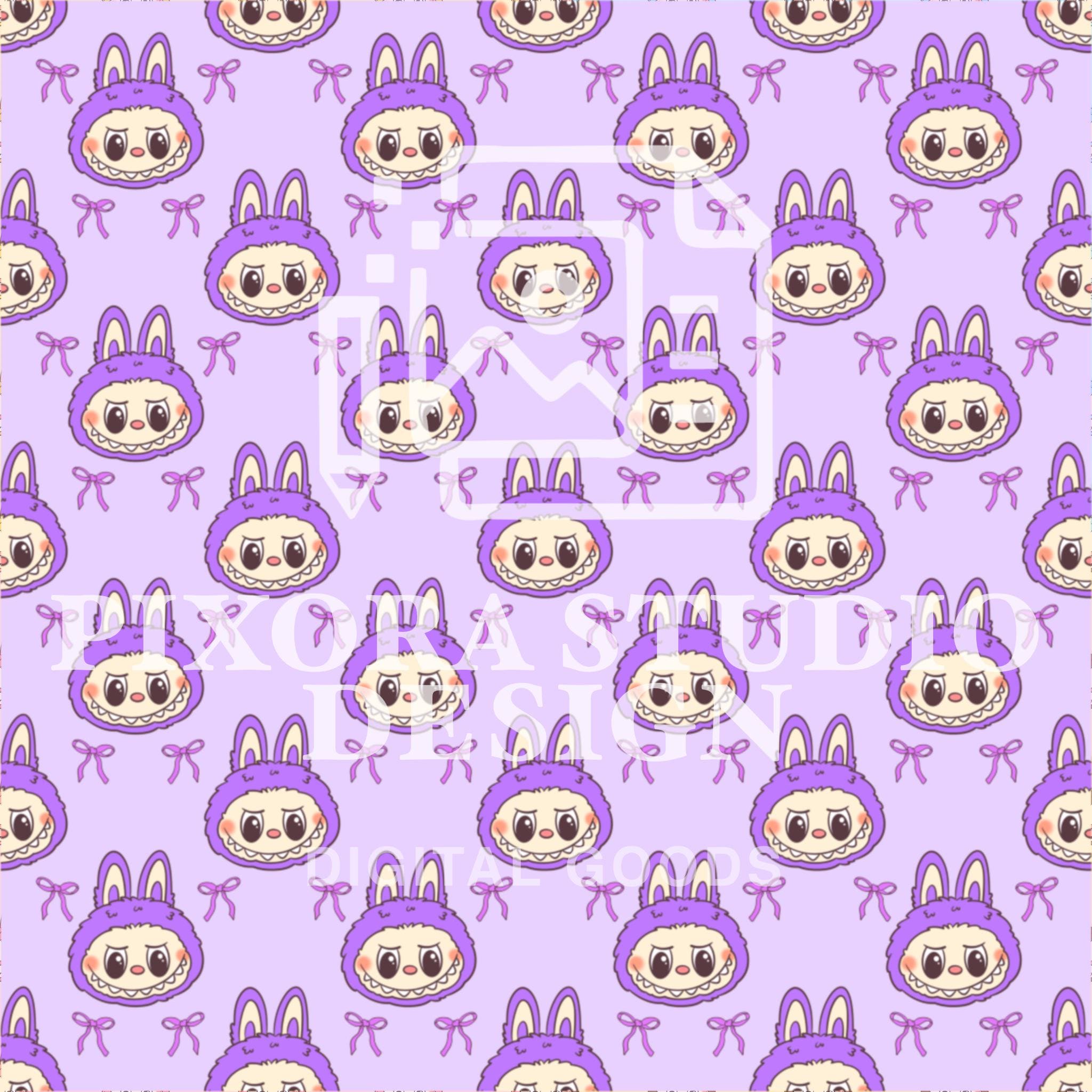 Cute Labubu Seamless Pattern Pack PNG | Seamless Kawaii Cartoon ...