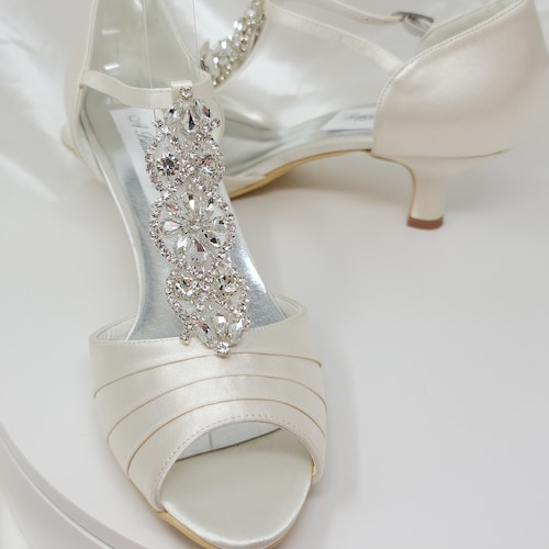 Lust White Satin Wedding Heels With Rhinestones Ivory Satin - Etsy Canada