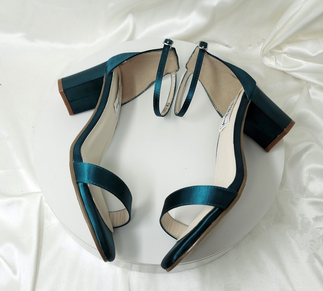 Teal Block Heel Wedding Shoes Teal Chunky Heels Teal Bridal Shoes OVER ...