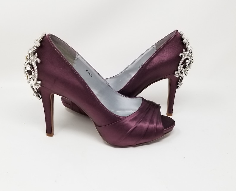 Purple Wedding Shoes Crystal Back Design Purple Bridal Shoes Plum ...