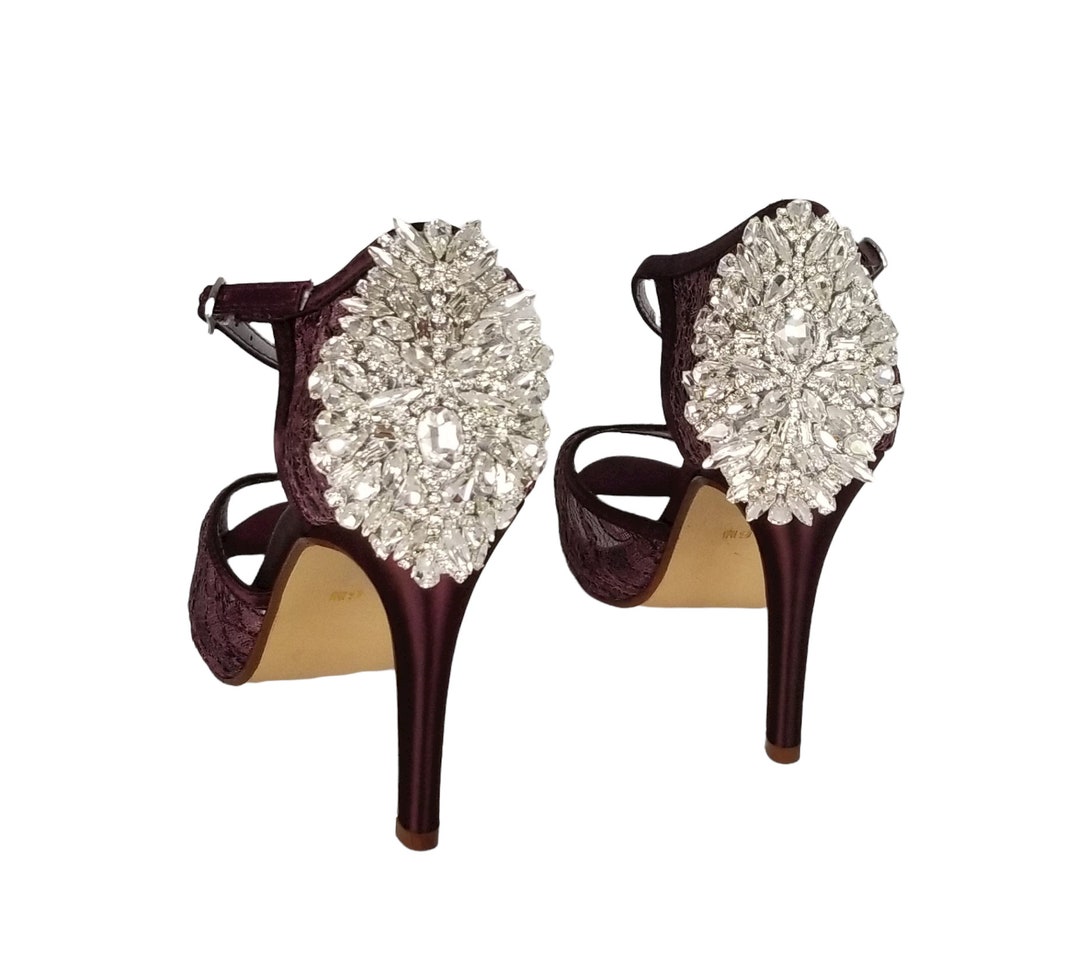 Burgundy Wedding Shoes Crystal Design Burgundy Bridal Shoes Burgundy ...