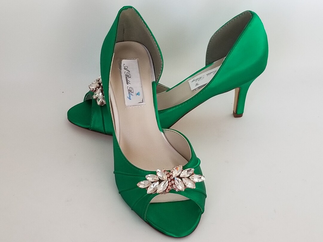 Emerald Green Wedding Shoes Sparkling Rose Gold Design Emerald Green ...
