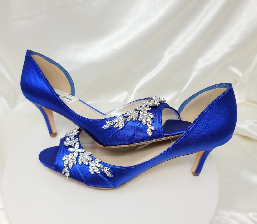 Blue Wedding Shoes Blue Bridal Shoes With Imported Crystal Design Royal ...