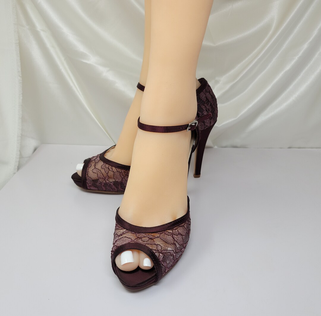 Burgundy Wedding Shoes Lace Wedding Shoes Burgundy Lace Bridal Shoes ...