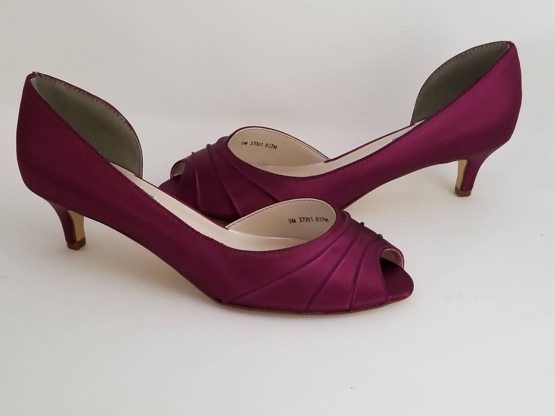 Burgundy Wedding Shoes Burgundy Bridal Shoes Burgundy Kitten Heels Over ...