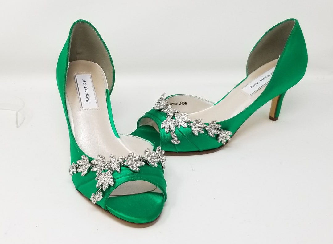 Emerald Green Bridal Shoes Emerald Green Wedding Shoes With Crystals Or