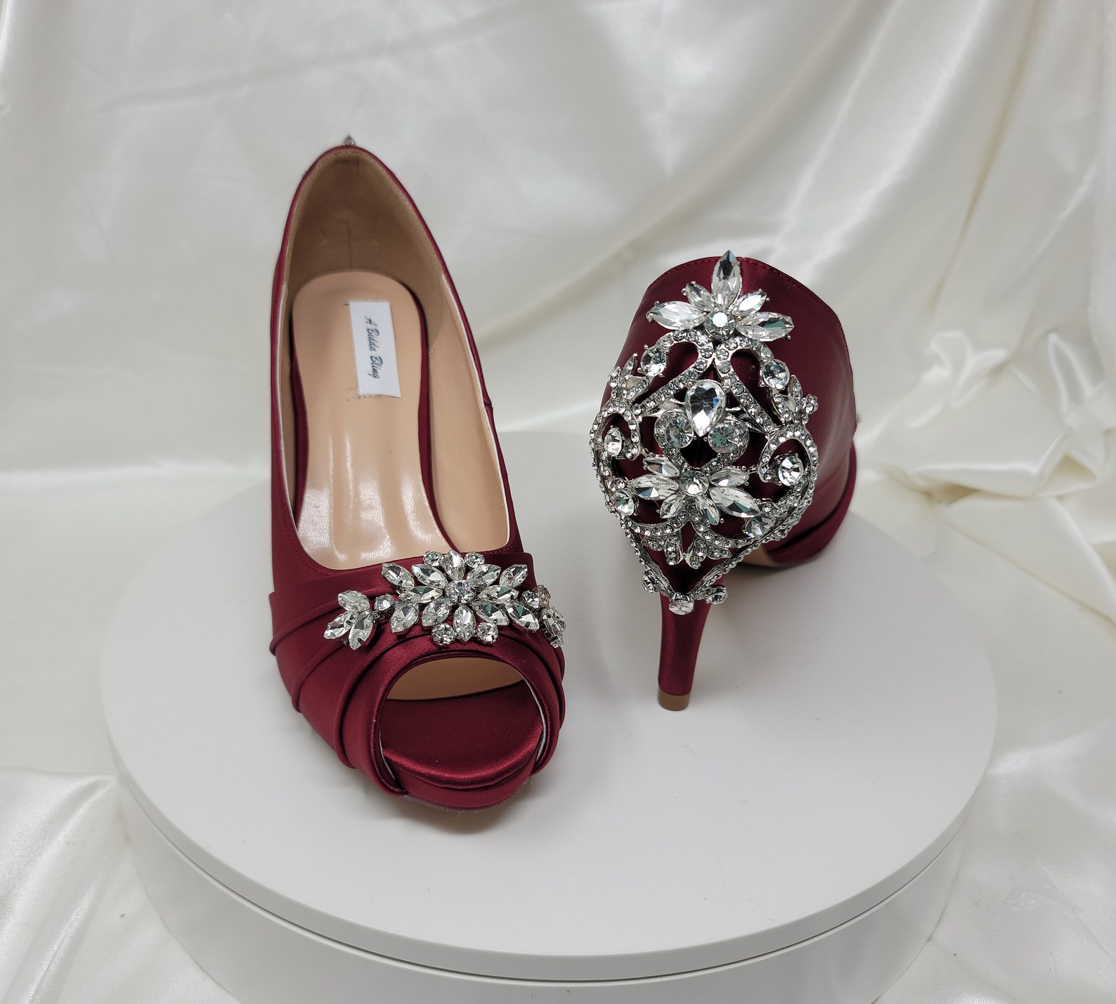 Burgundy Wedding Shoes Burgundy Bridal Shoes With Sparkling Crystal ...