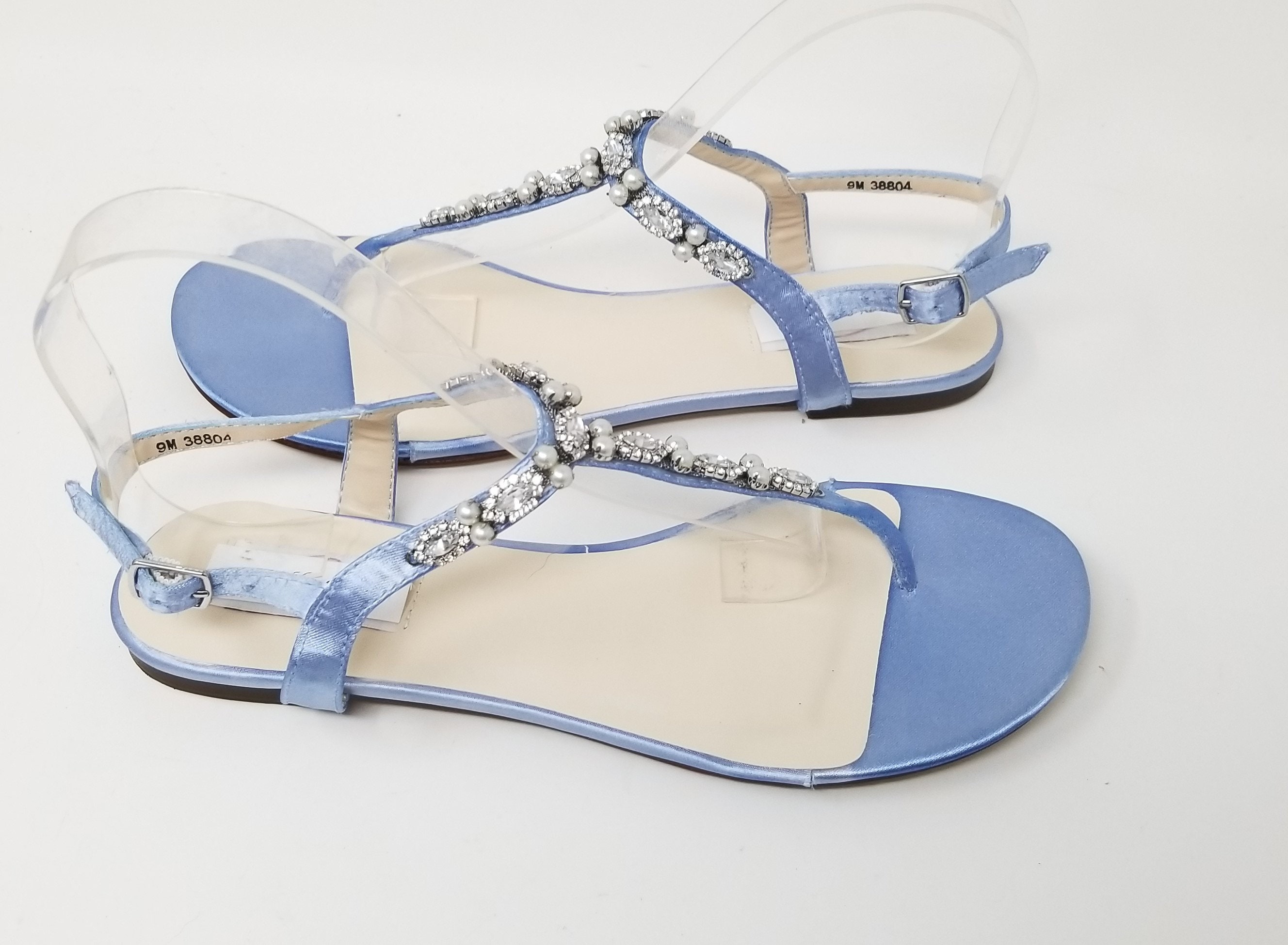Blue Wedding Shoes Blue Wedding Sandals Pearls and Crystals Blue ...