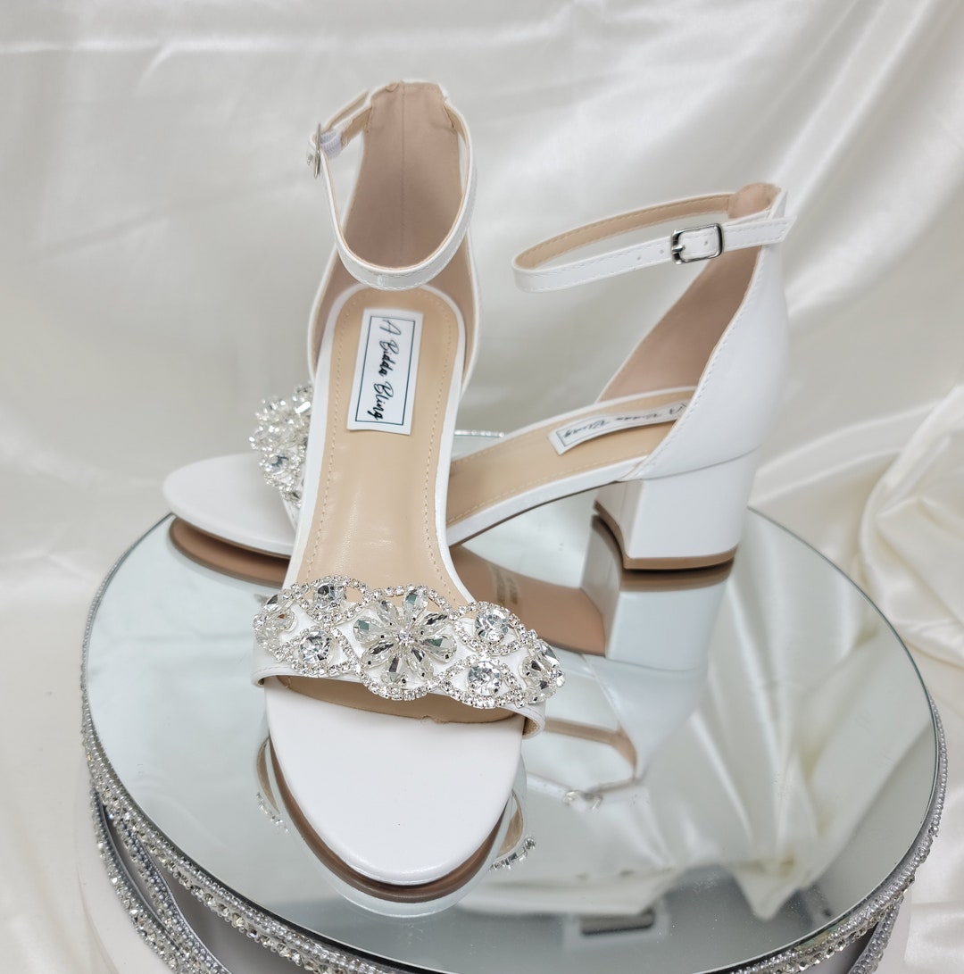 Off White Bridal Shoes Chunky Heels Light Ivory Cream Wedding Shoes off ...
