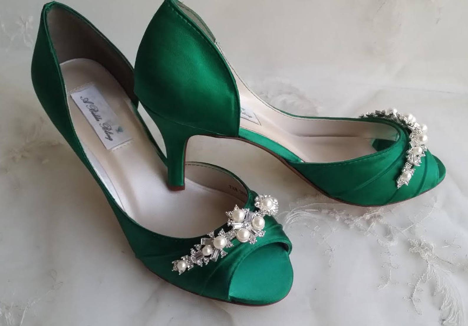 Emerald Green Bridal Shoes Emerald Green Wedding Shoes With Pearls and ...