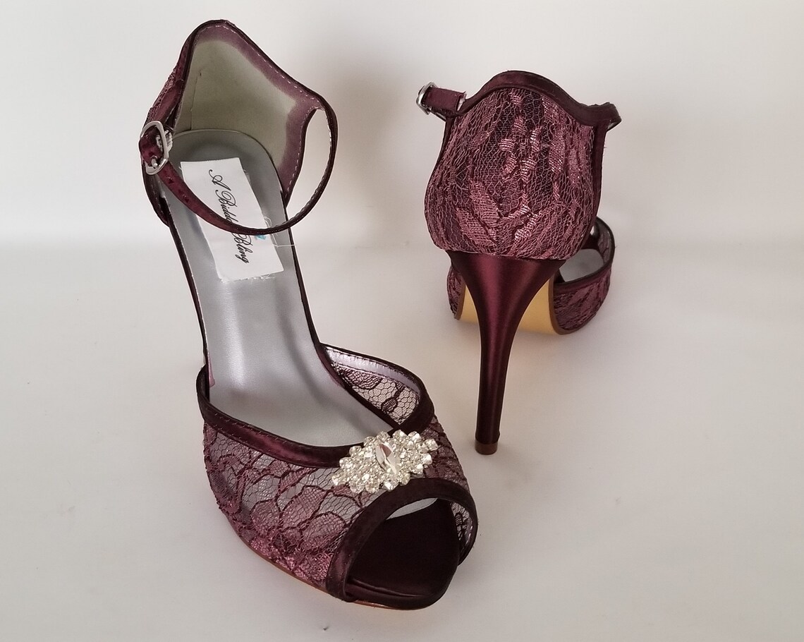Wine Wedding Shoes Wine Bridal Shoes Wine Lace Wedding Shoes Wine Lace ...