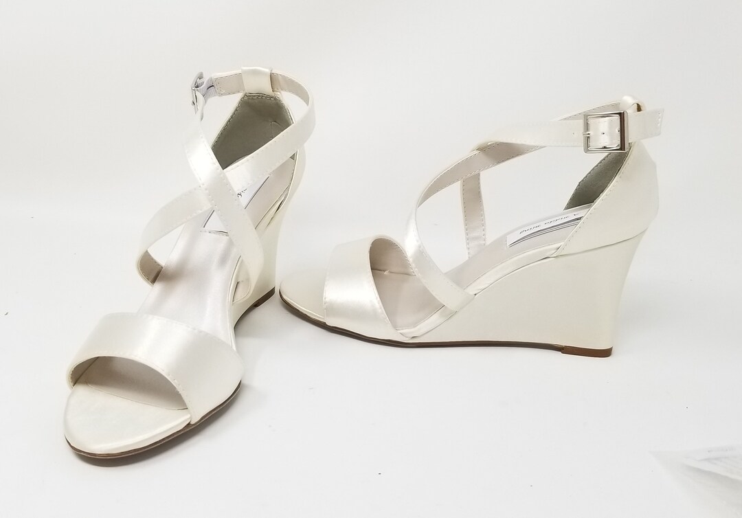 Ivory Wedge Wedding Shoes Ivory Wedge Bridal Sandals Ivory Bridal ...