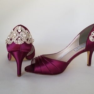 Burgundy Wedding Shoes With Back Crystals - 100 Color Choices Burgundy ...