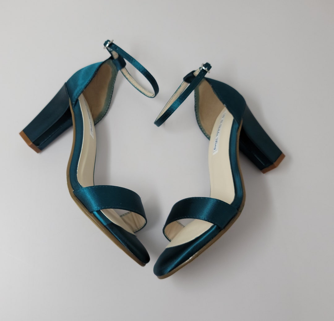 Teal Wedding Shoes Teal Chunky Heels Teal Green Bridal Shoes or PICK ...