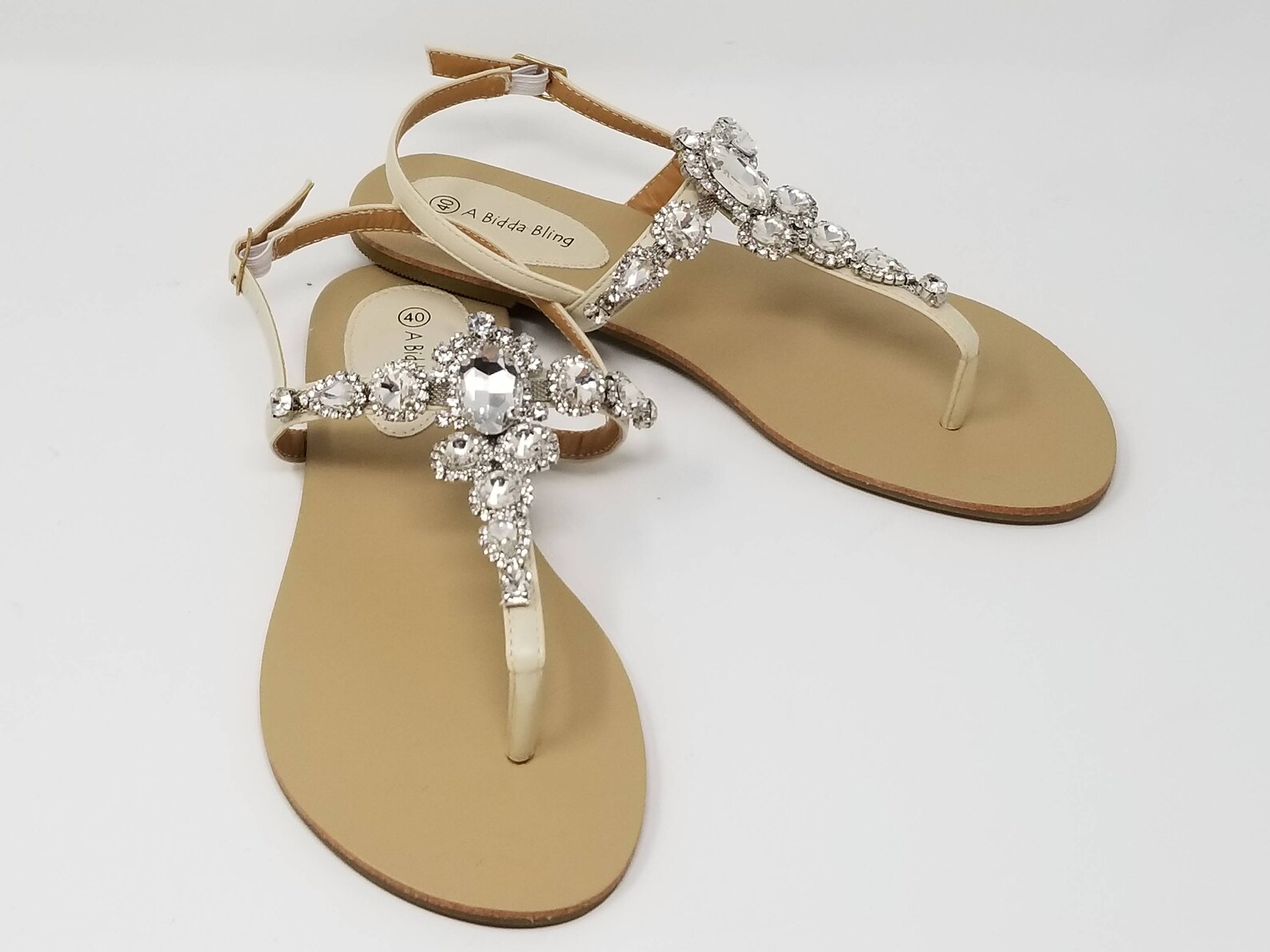 Ivory Wedding Sandals Ivory Bridal Sandals with Chunky | Etsy