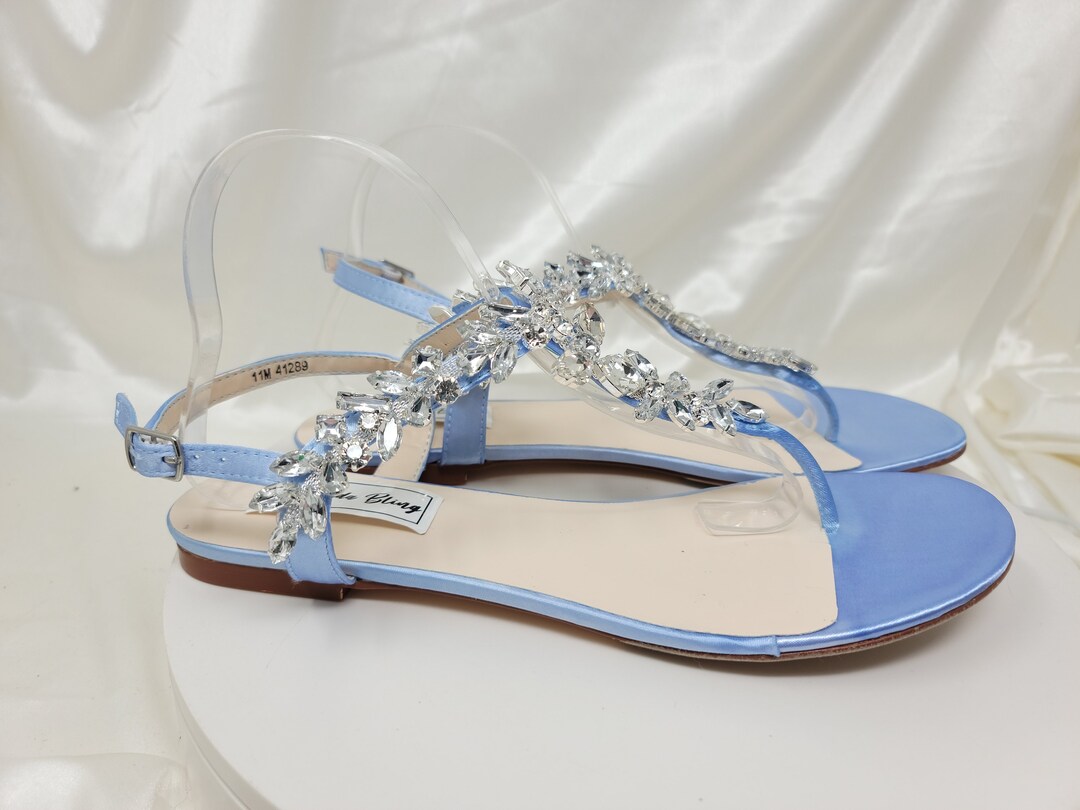 Blue Wedding Sandals Blue Bridal Sandals With Crystals Destination ...