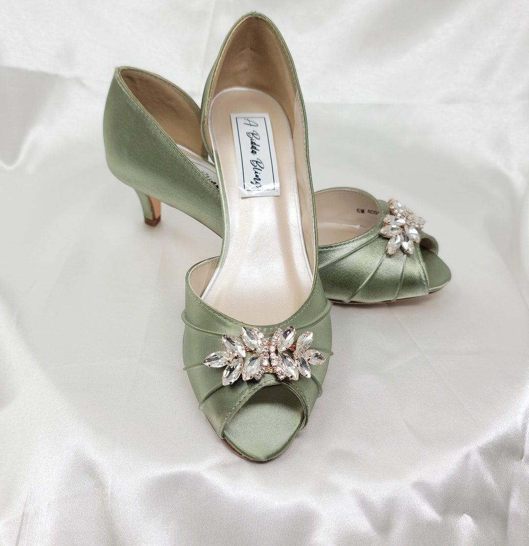 Sage Green Bridal Shoes With Rose Gold Design Sage Green Wedding Shoes ...
