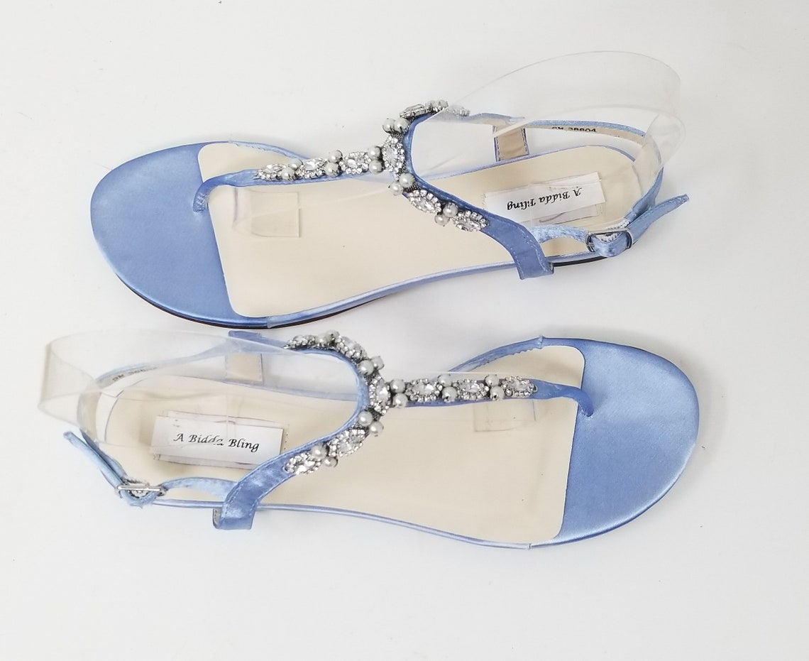 Blue Wedding Shoes Blue Wedding Sandals Pearls and Crystals Blue ...