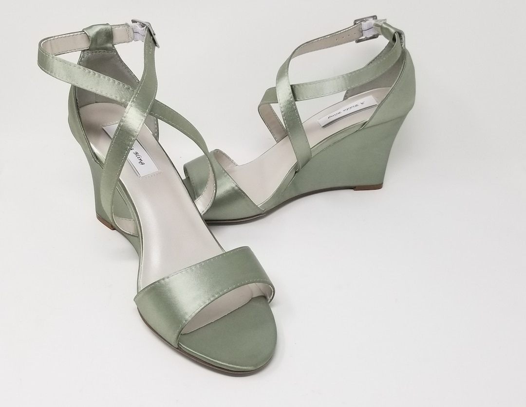 Sage Wedge Bridal Sandals Sage Bridal Shoes Green Wedding Shoes Green ...