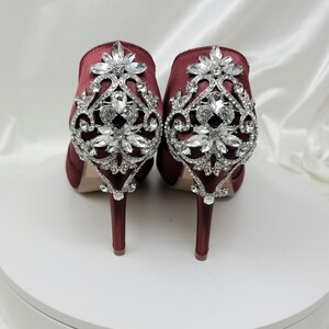 Burgundy Bridal Shoes Crystal Back Design Burgundy Wedding Shoes ...
