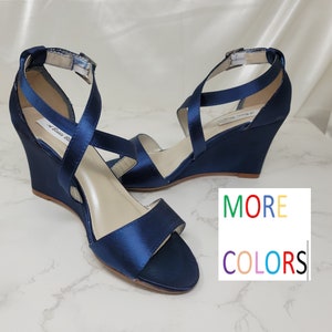 Navy Blue Wedding Shoes Navy Blue Wedge Blue Bridal Shoes Blue Wedding ...