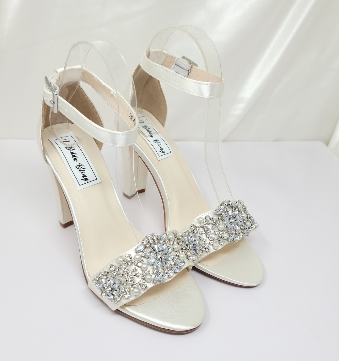 Ivory Block Heels Ivory Chunky Heels 100 COLORS Ivory Bridal Sandals ...