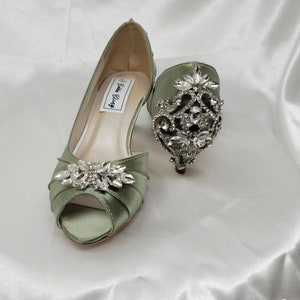 Sage Bridal Shoes With Crystal Back Design Sage Green Wedding Shoes 100 ...
