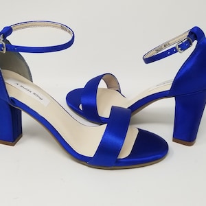Blue Block Heels Blue Wedding Shoes Blue Chunky Heels Blue Bridal Shoes ...