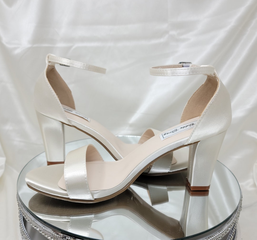 Ivory Chunky Heels Ivory Wedding Shoes Ivory Bridal Shoes Ivory Bridal ...