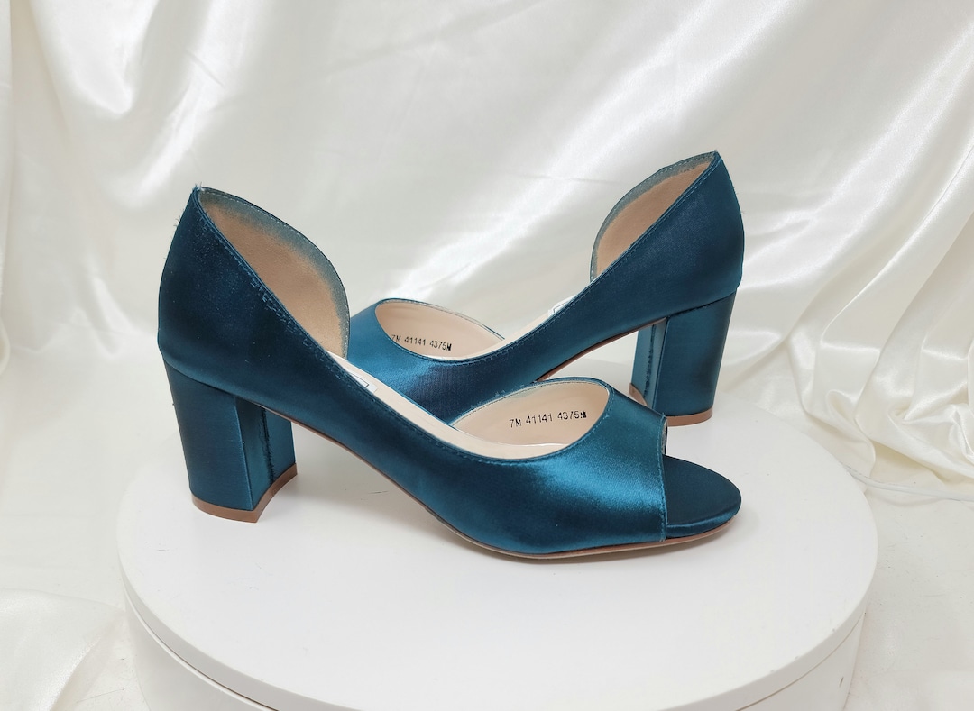 Teal Wedding Shoes Block Heel Teal Green Bridal Shoes Chunky Heel Teal ...