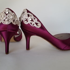 Burgundy Wedding Shoes With Back Crystals - 100 Color Choices Burgundy ...