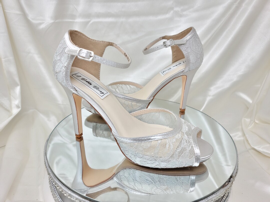 SALE Silver Lace Wedding Shoes Silver Lace Bridal Shoes Silver Lace ...