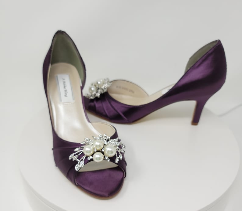 Purple Wedding Shoes Eggplant Purple Bridal Shoes Pearl and Crystal ...