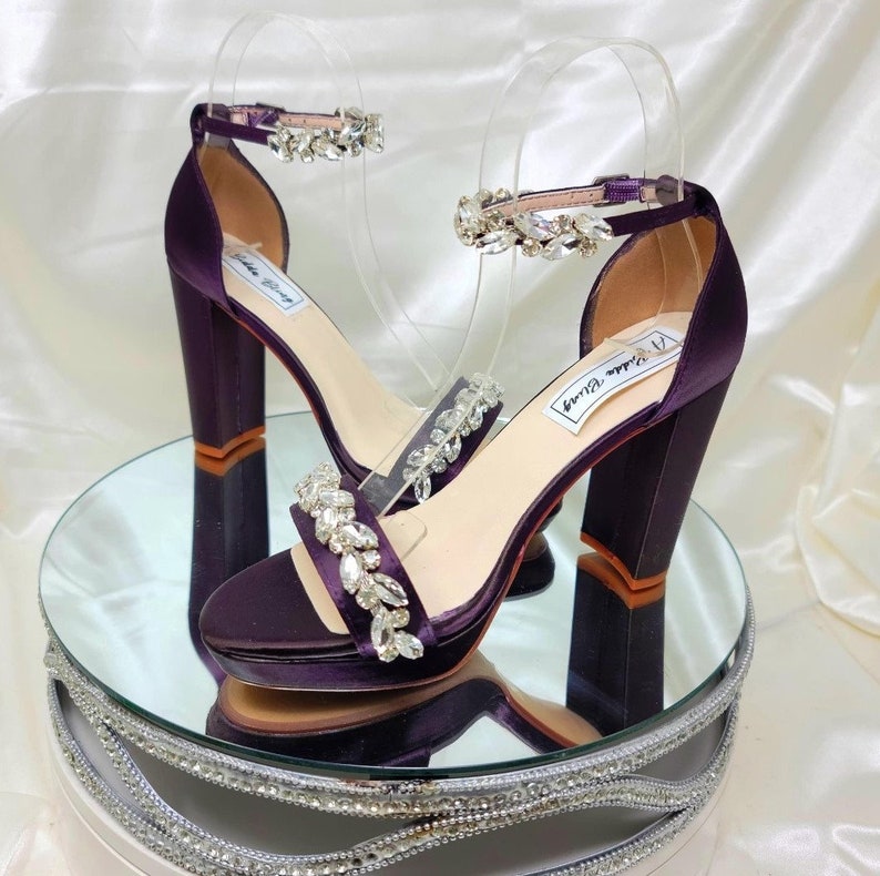 Purple Wedding Shoes With Crystal Trim Design Purple Platform - Etsy