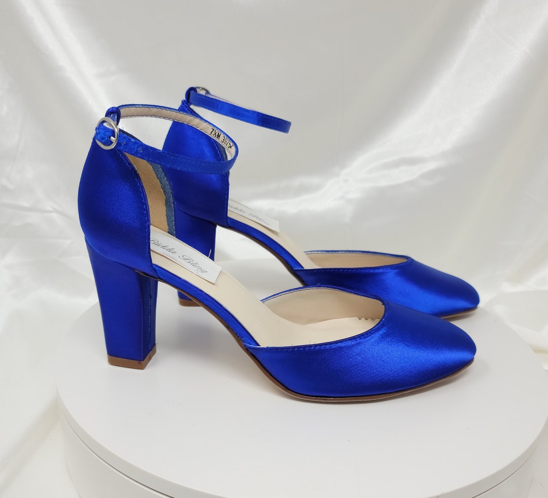 Blue Block Heels Over 100 COLORS Blue Bridal Sandals Blue Bridal Shoes ...