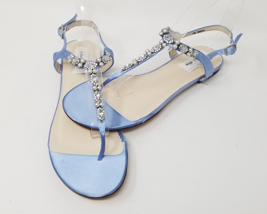 Blue Wedding Shoes Blue Wedding Sandals Pearls and Crystals Blue ...