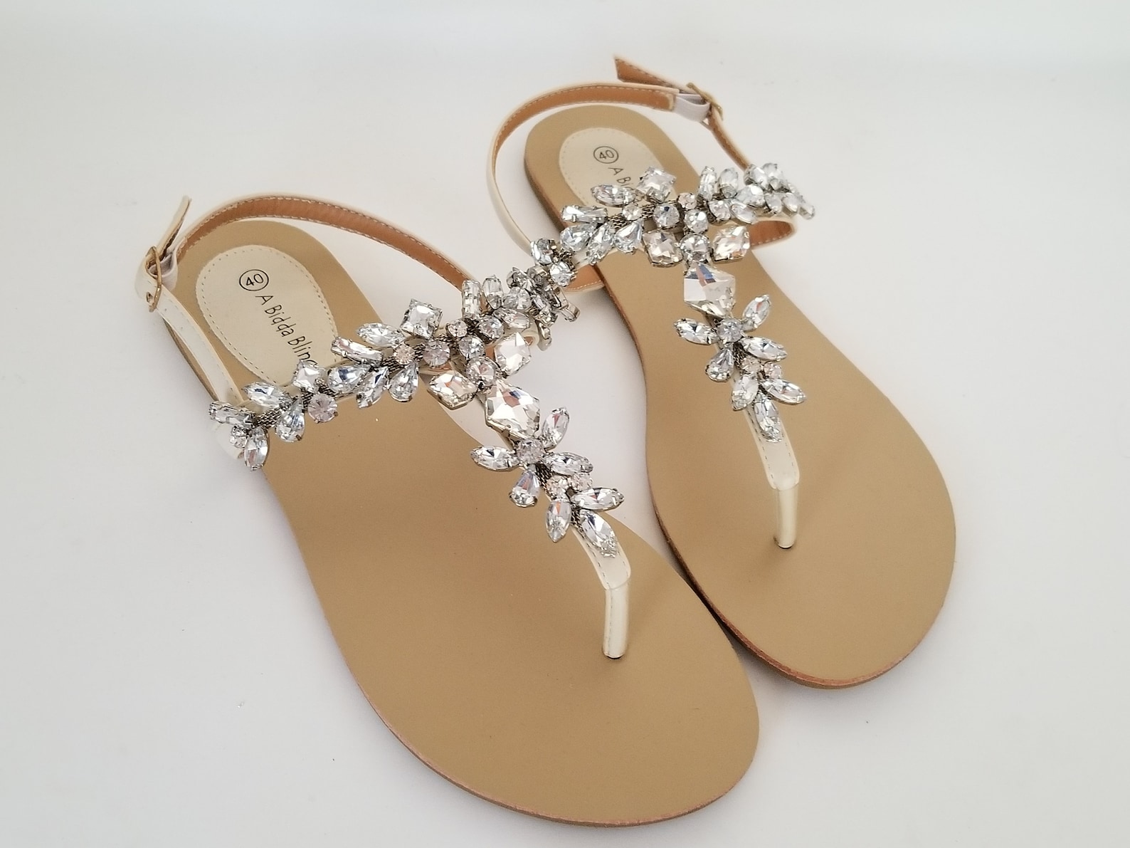 Ivory Wedding Sandals With Sparkling Gems Bridal Sandals Destination ...