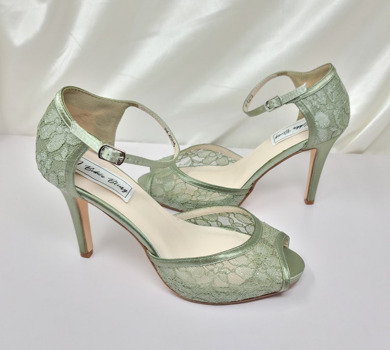 Sage Green Wedding Shoes Sage Green Bridal Shoes Lace Wedding Shoes ...