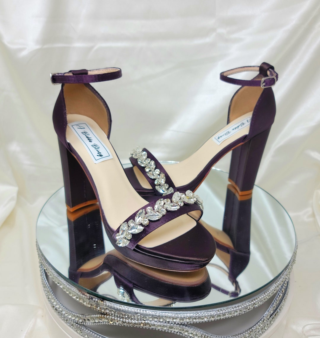 Purple Bridal Shoes With Crystal Trim Design Purple Platform Bridal ...