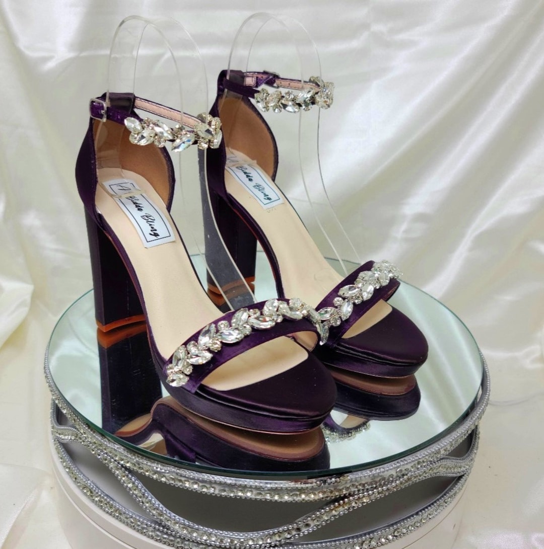 Purple Wedding Shoes With Crystal Trim Design Purple Platform Bridal ...