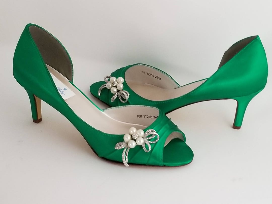 Emerald Green Bridal Shoes Emerald Green Wedding Shoes With Pearl and ...