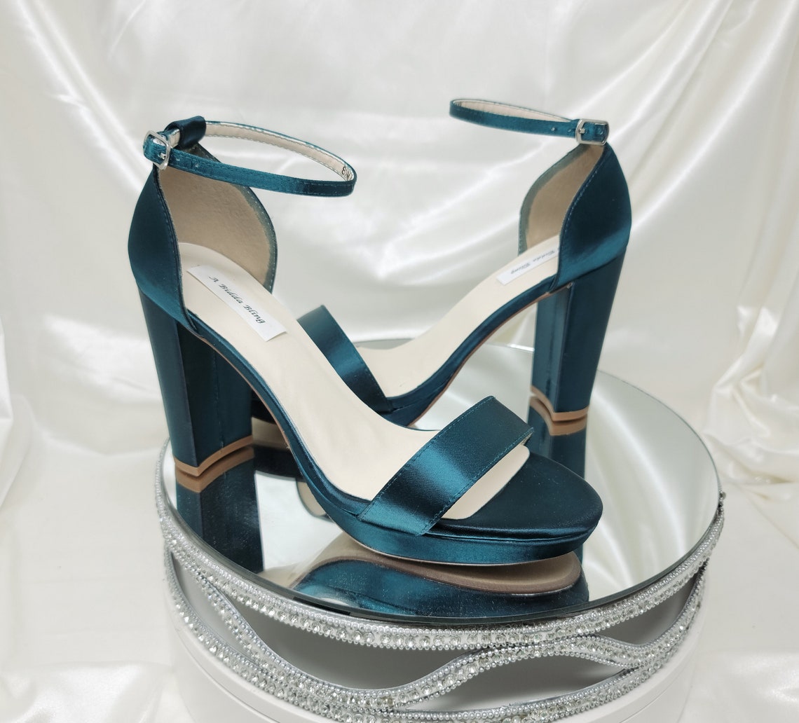 Teal Wedding Shoes Teal Platform Bridal Heels Teal Wedding - Etsy